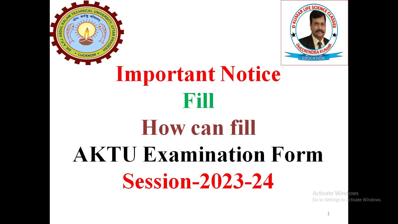 aktu exam form 2023/AKTU Examination Form/aktu online/aktu news today ...