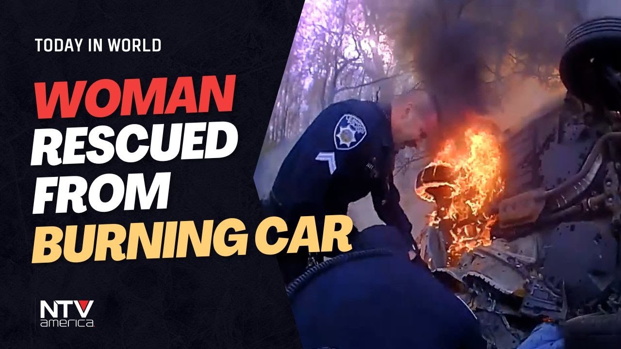 Leawood police rescue woman underneath the burning car - YouTube