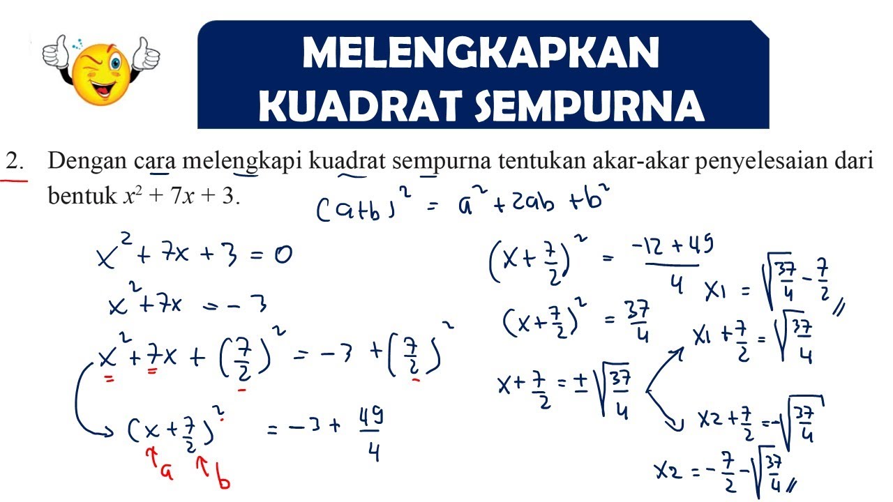 MELENGKAPKAN KUADRAT SEMPURNA PERSAMAAN KUADRAT MATEMATIKA SMP KELAS 9 ...