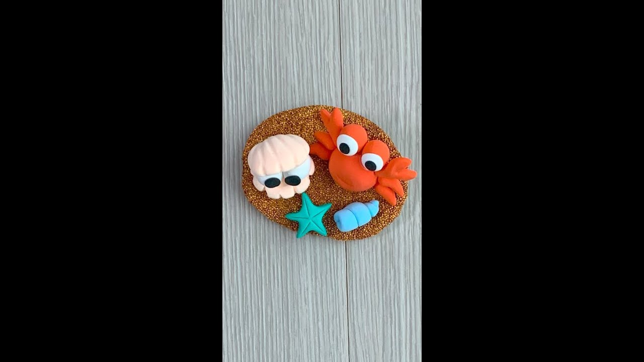 How to make sea creatures (clam, crab, conch, starfish) with clay 🥟🦀🐚🫧 ...