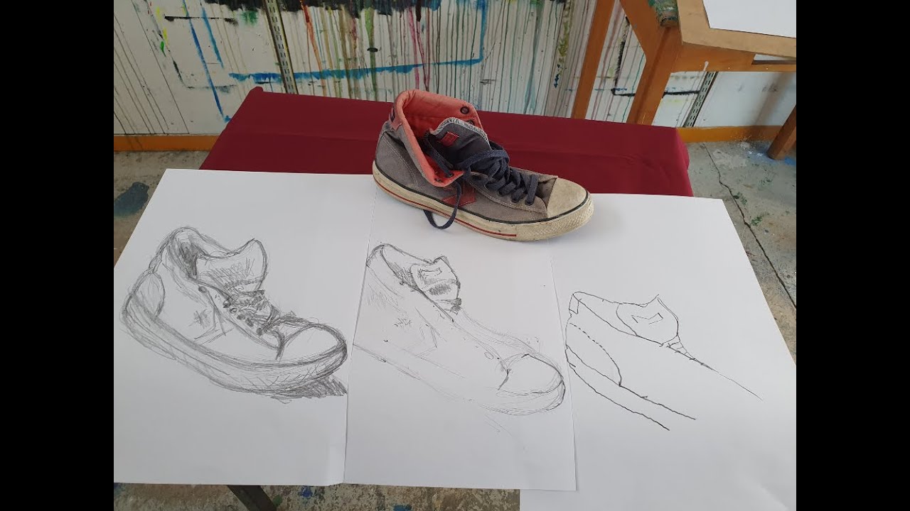 Tegn en sko - Tre teknikker - YouTube