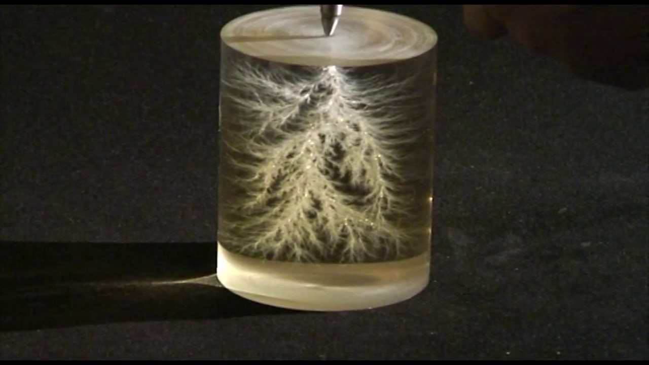 Lichtenberg figures in plexiglass - YouTube