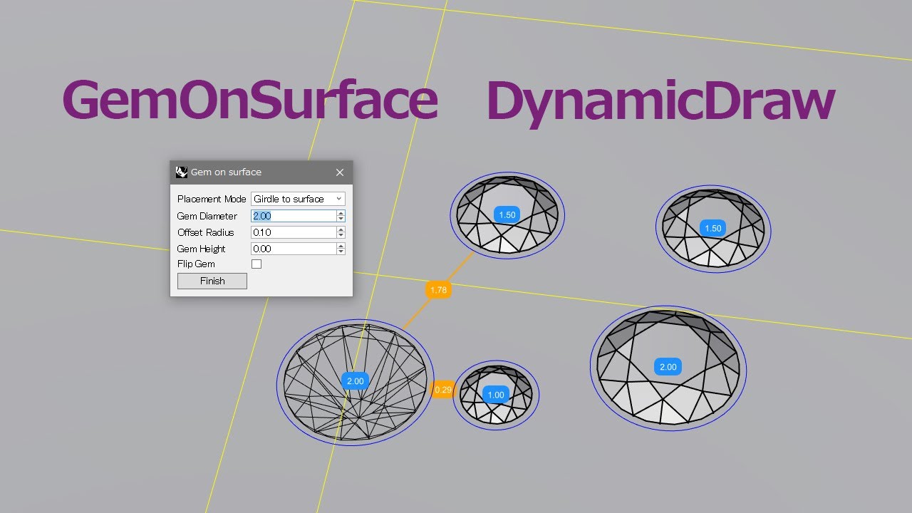 Rhino7 Plugin for Jewelry | JTGemOnSurface Dynamic Draw - YouTube