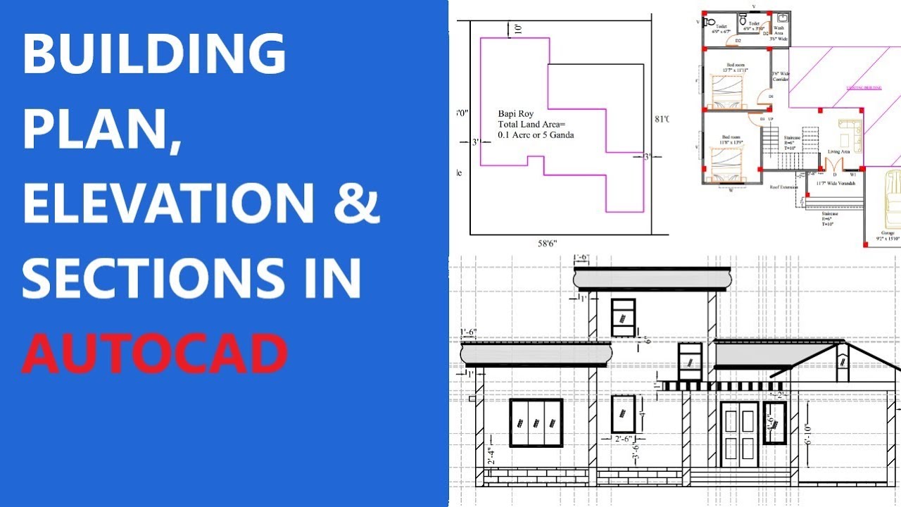 1500 SQFT PLAN FRONT ELEVATION AND SECTION - YouTube