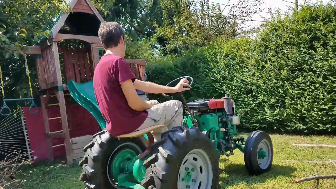 First real work for the homemade tractor. - YouTube