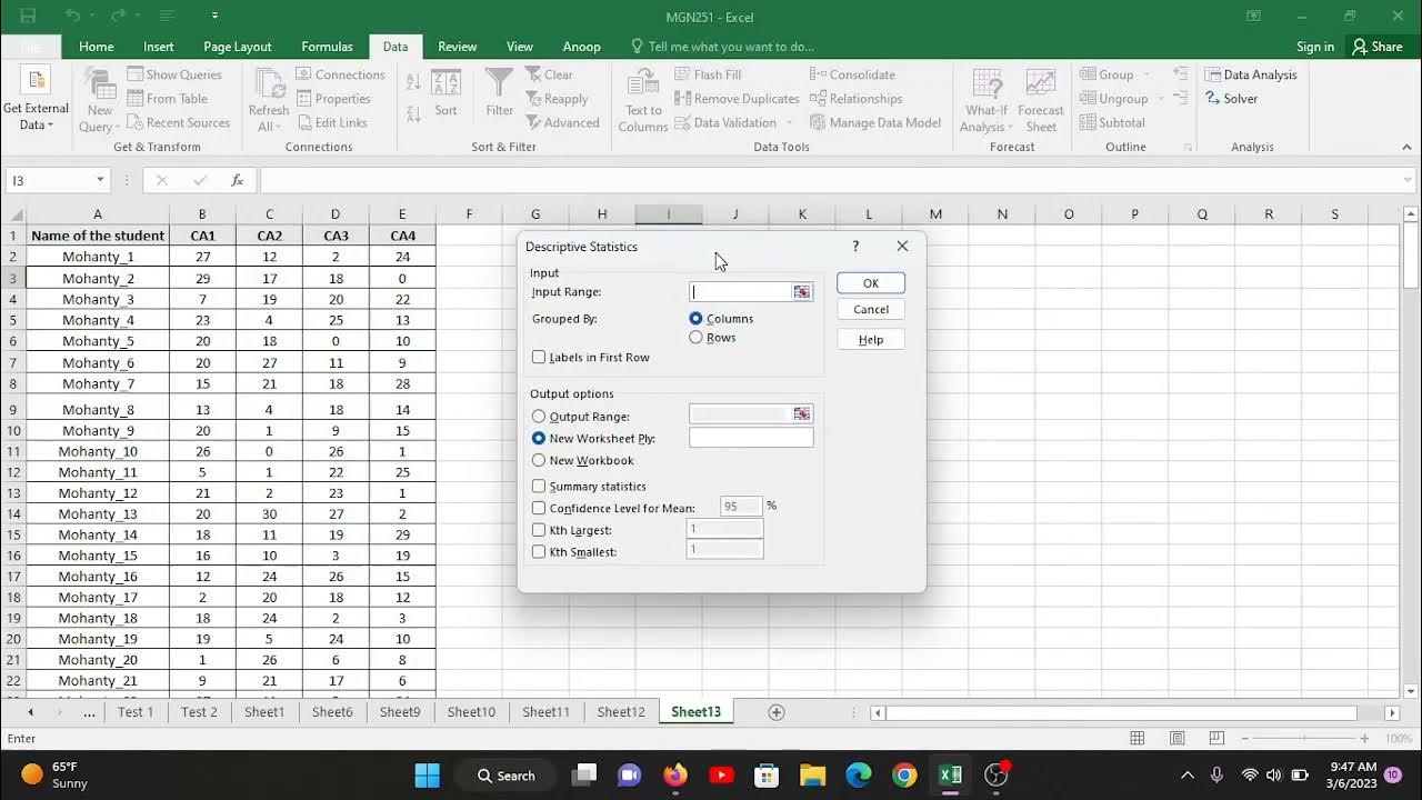Descriptive statistics in Excel - YouTube
