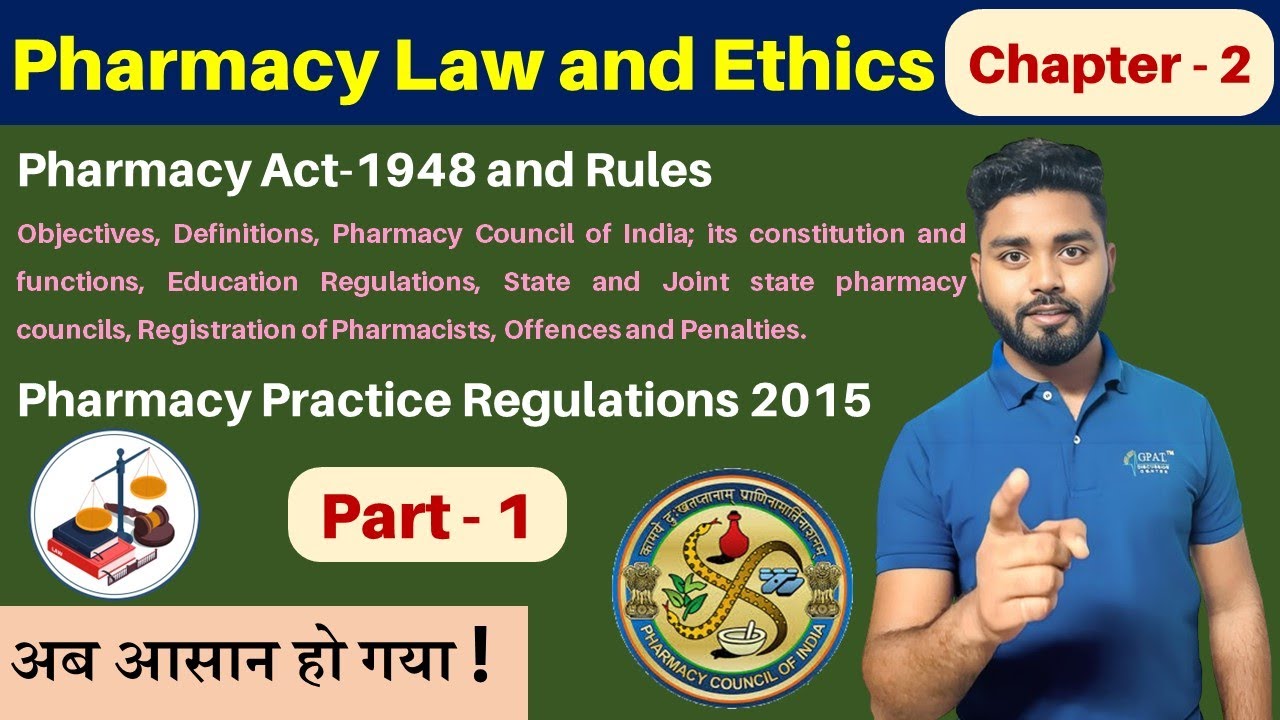 Pharmacy act- 1948 | Chapter- 2 | L-1| Pharmacy law & ethics | D- Pharm ...