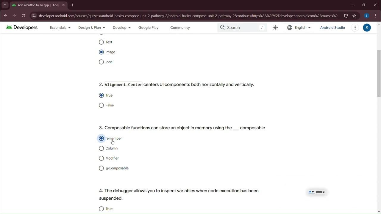 Unit - 2 Add a button to an app -- Quiz || Google Android Developers - YouTube