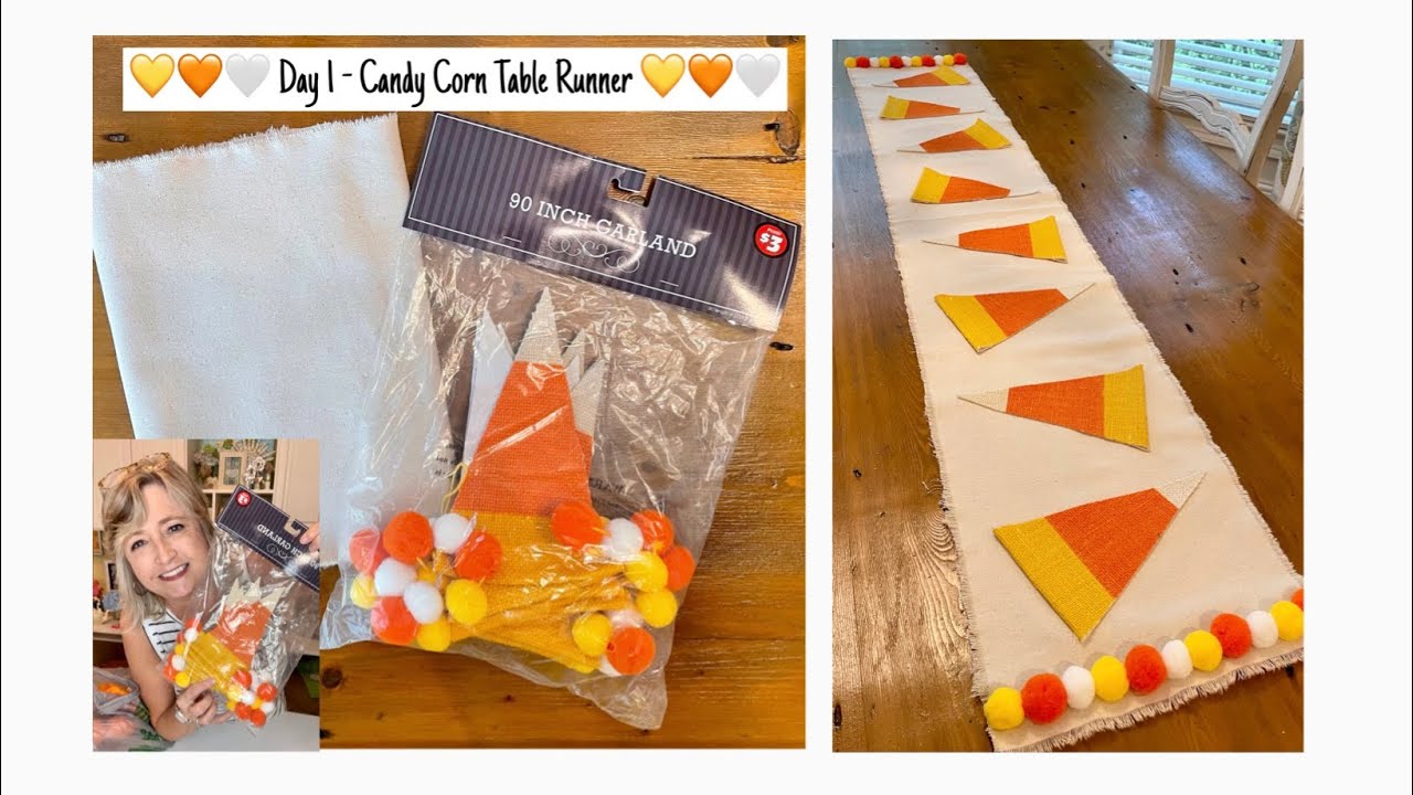 How to make and adorable candy corn table runner using a $3 garland ...