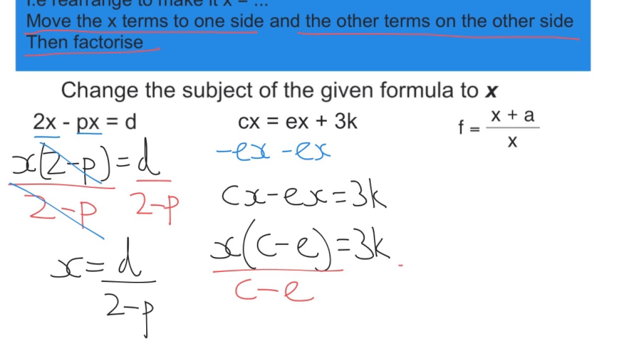 Rearranging formula: using factorising - YouTube