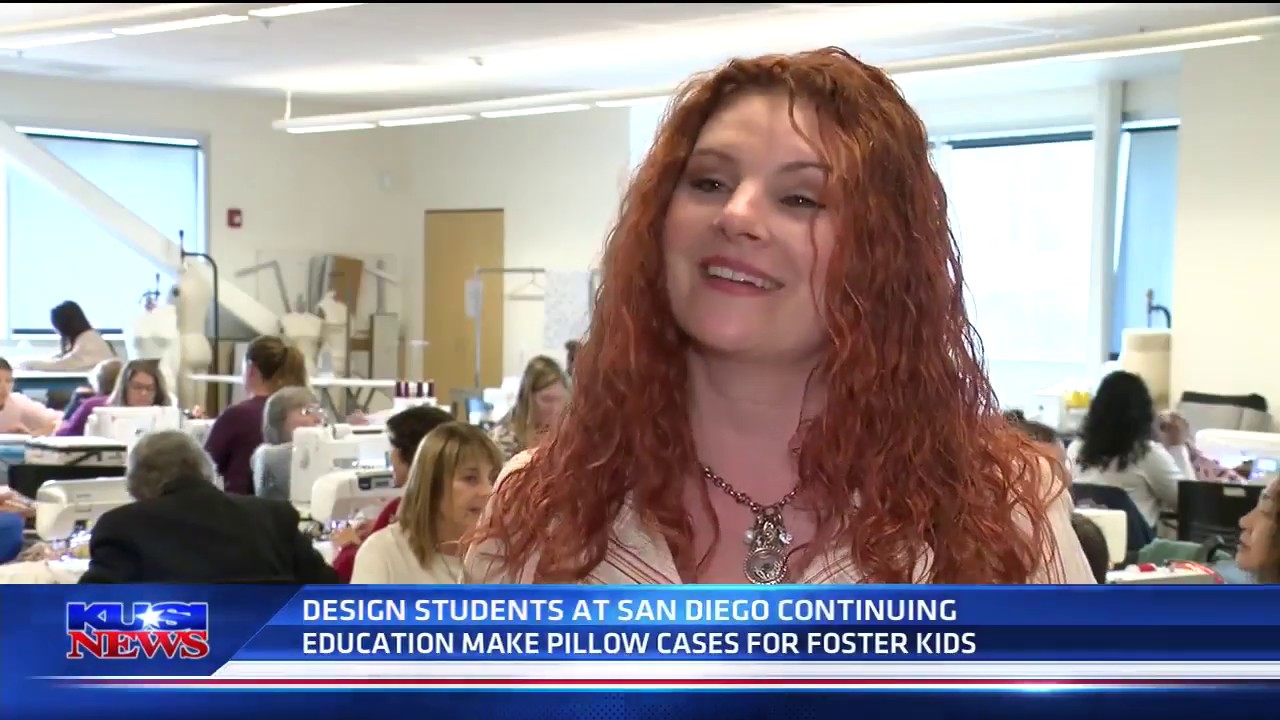 KUSI-SD: SDCE Design Students Make Pillow Cases for Foster Kids - YouTube