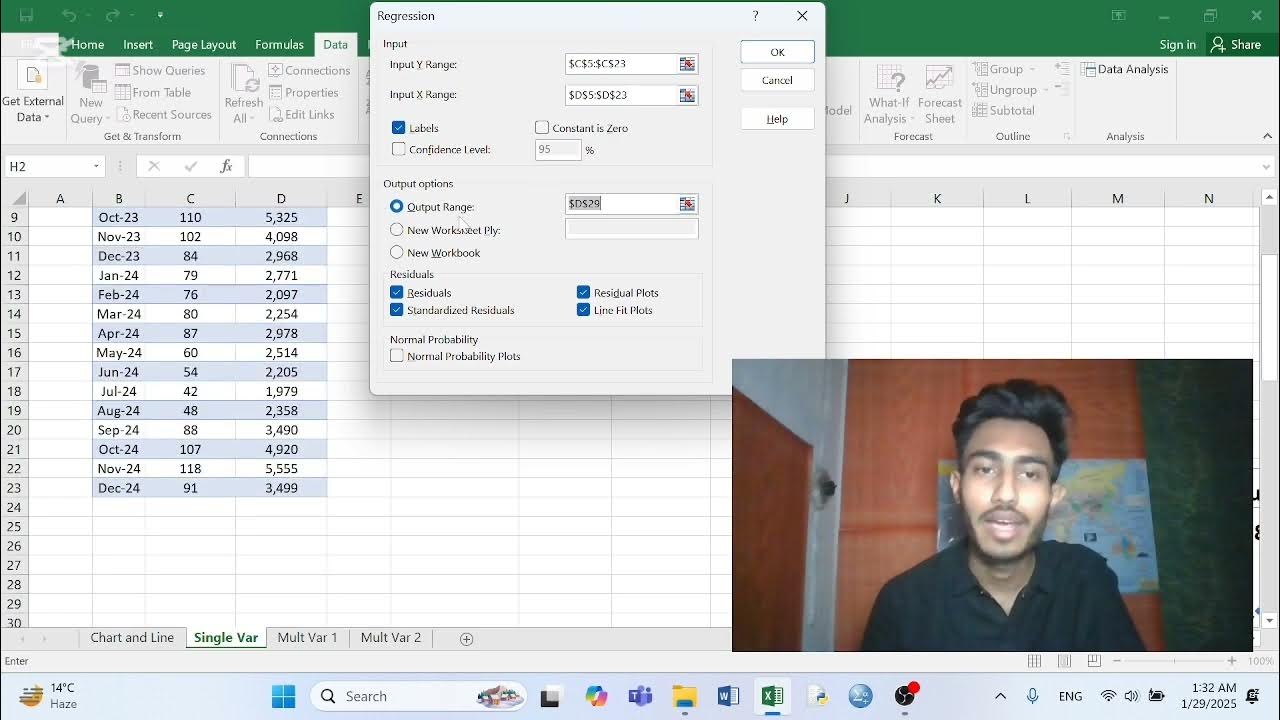 Regression Calculation in Excel - YouTube
