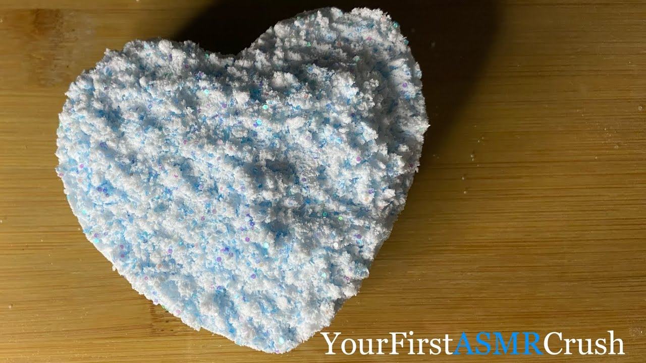 CRUNCHY BLUE GLITTER MIXED SNOWY HEART | BAKING SODA CRUMBLE | #ASMR ...