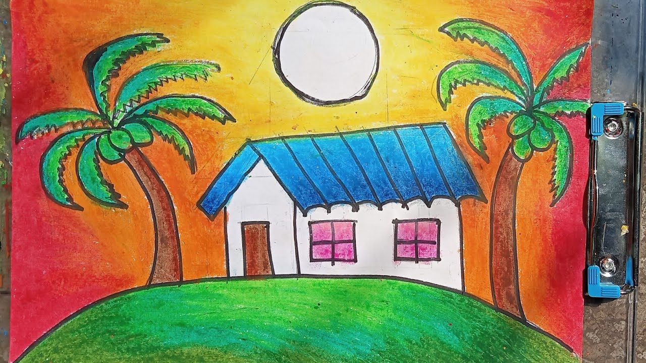 How to draw Sunrise Drawing | Very Easy Drawing Sunrise 🌞 | - YouTube