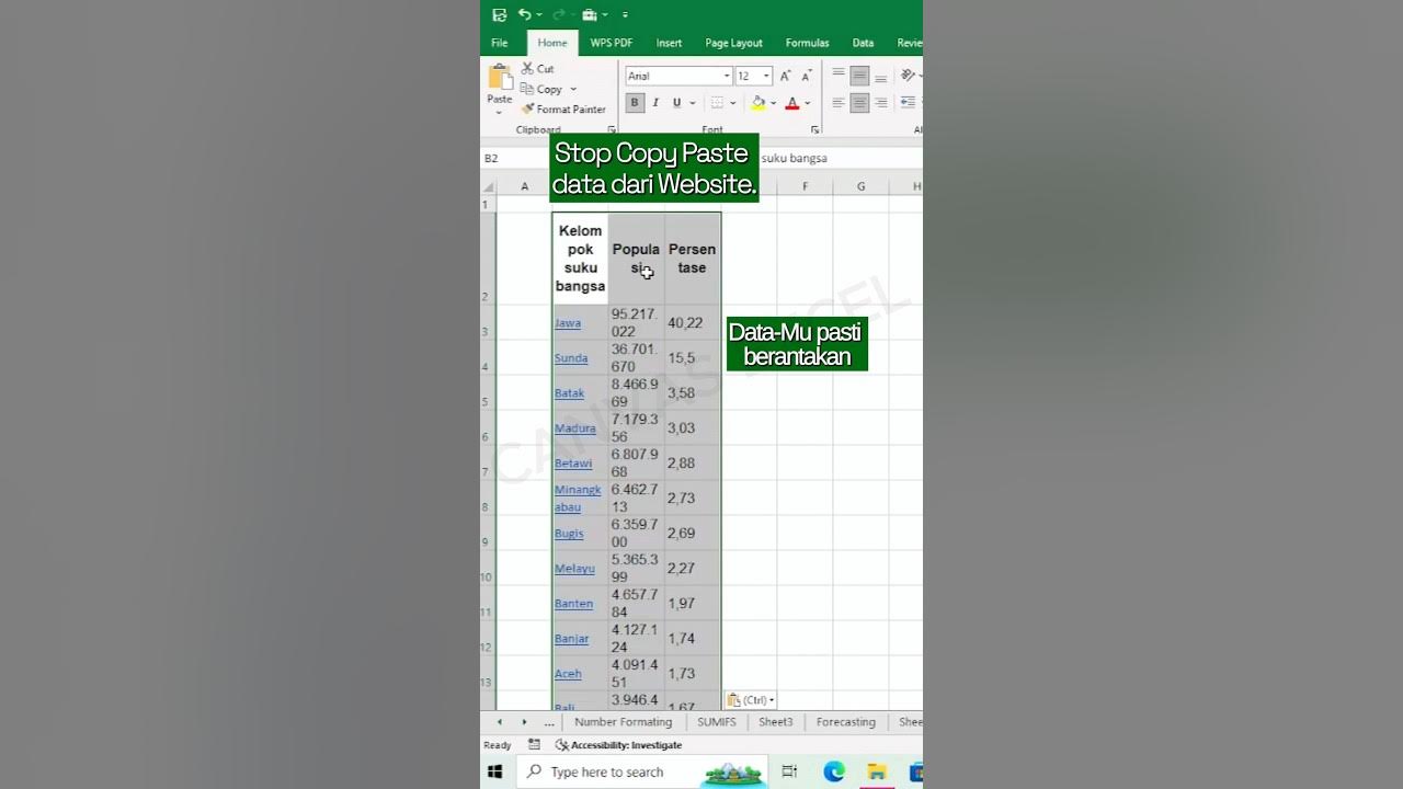 Tutorial Import Data dari Website ke Excel‼️📊 #exceltips #excel #shorts - YouTube