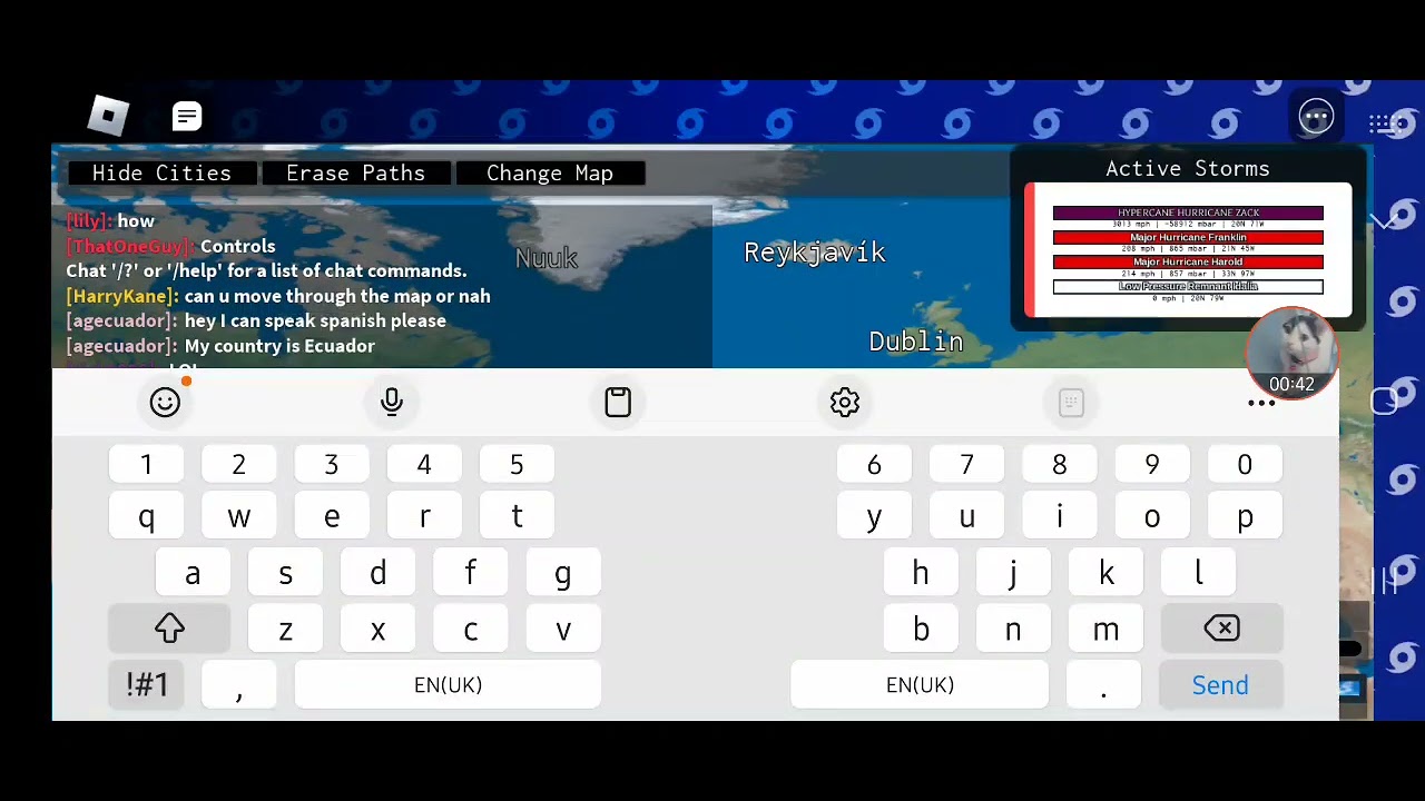 So my hurricane hit 3,363 Miles an hour in roblox Atlantic hurricane ...