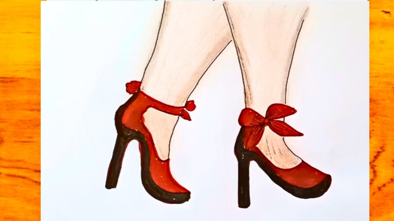 How to draw feet with high heels for beginners || Pencil sketch ...