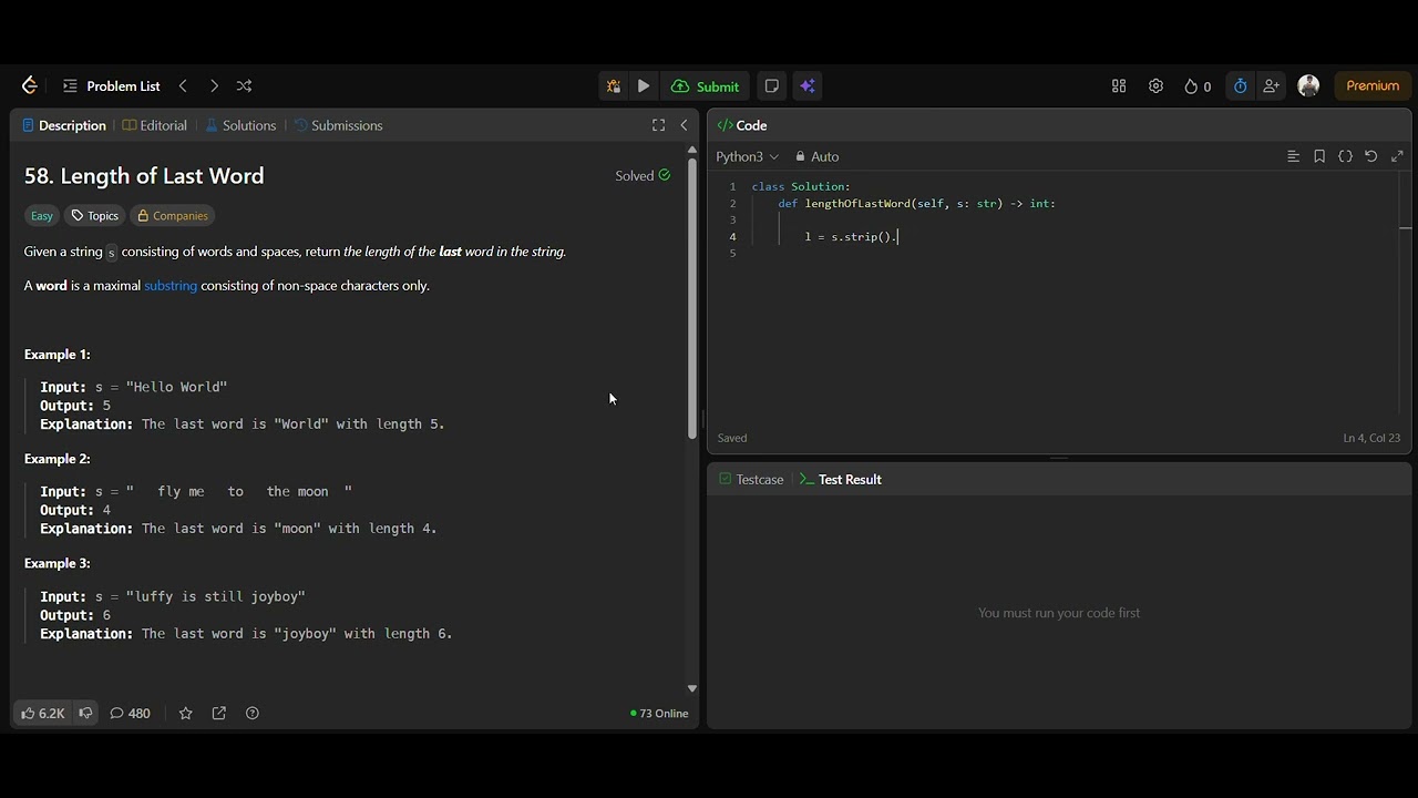 Day 2 | LeetCode 58 – Length of Last Word | Python | Self Solved - YouTube