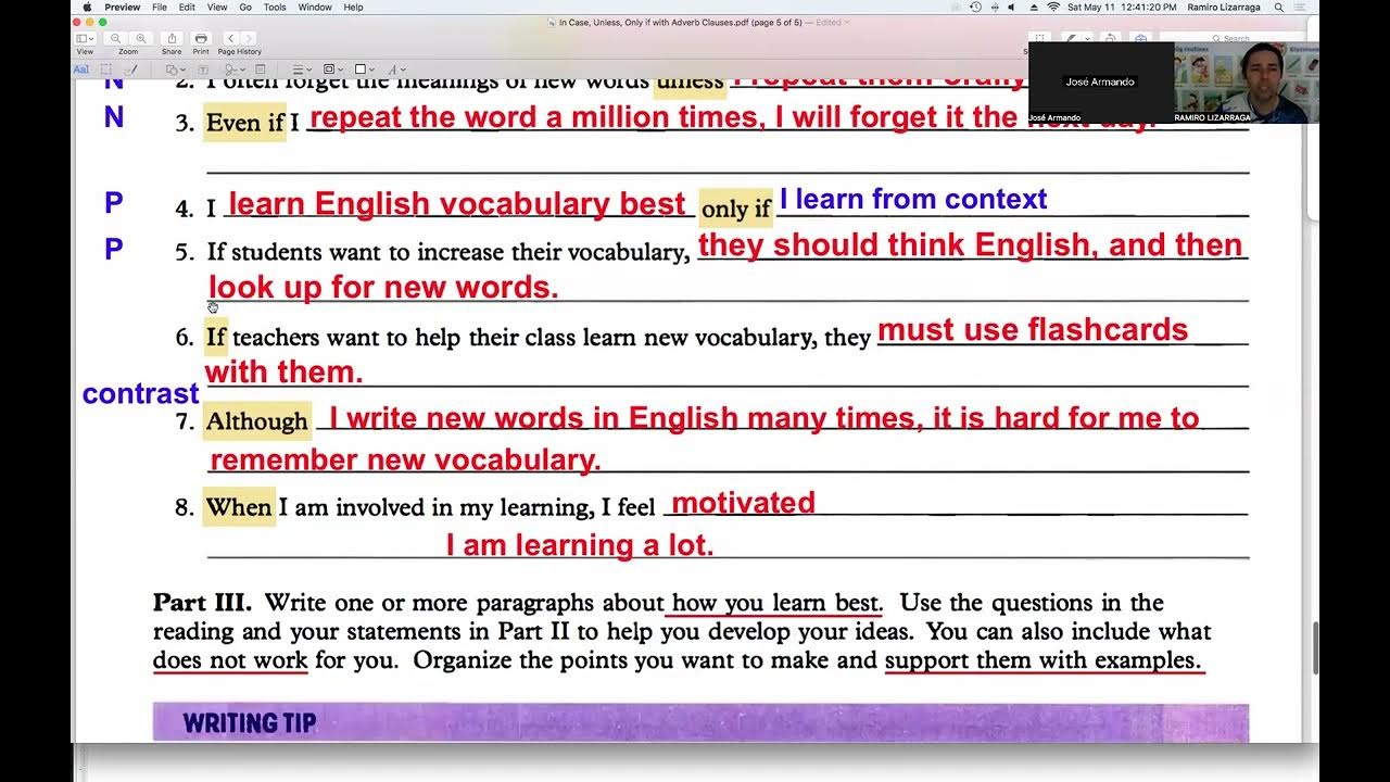 How to write a paragraph using Adverb Clauses 4 - YouTube