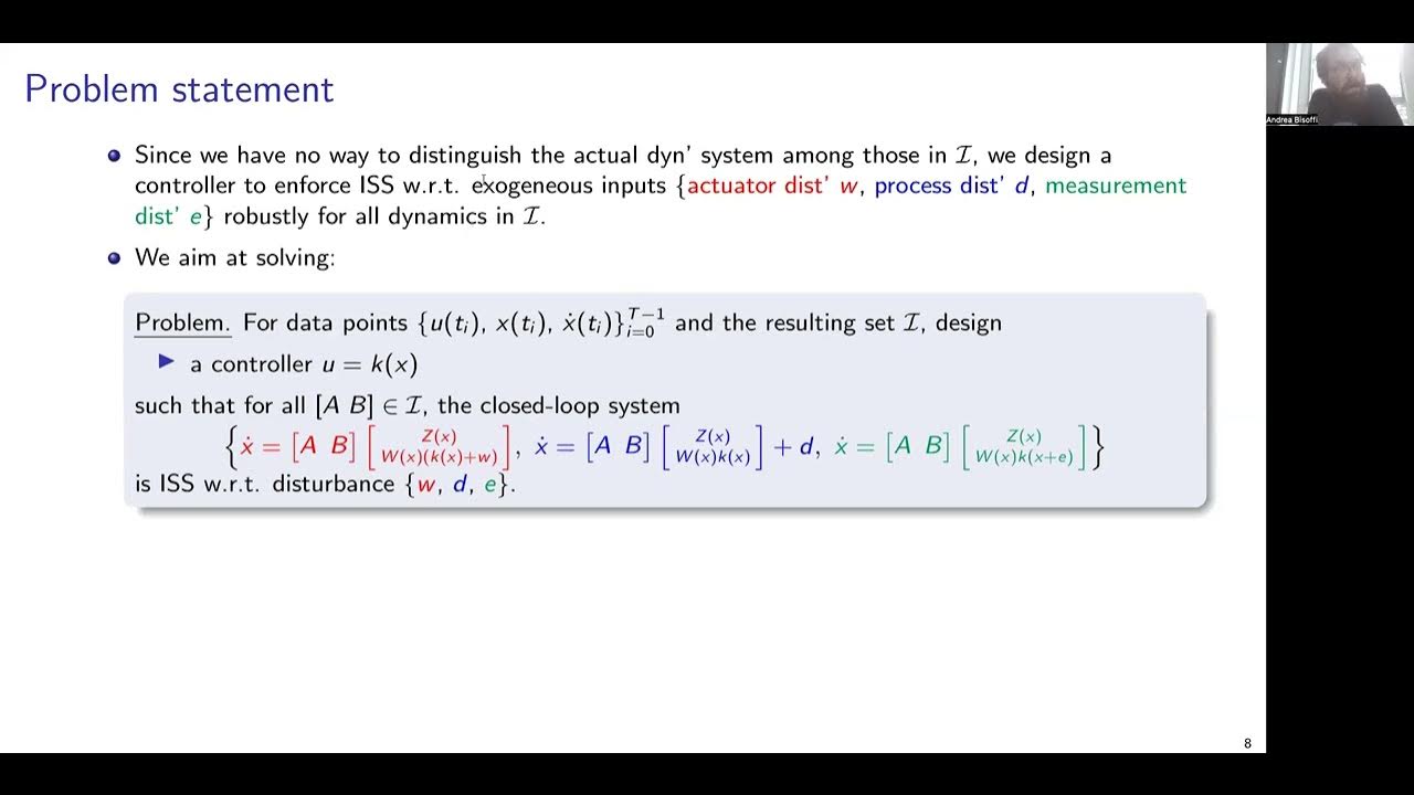 A. Bisoffi. Data-driven input-to-state stabilization - YouTube