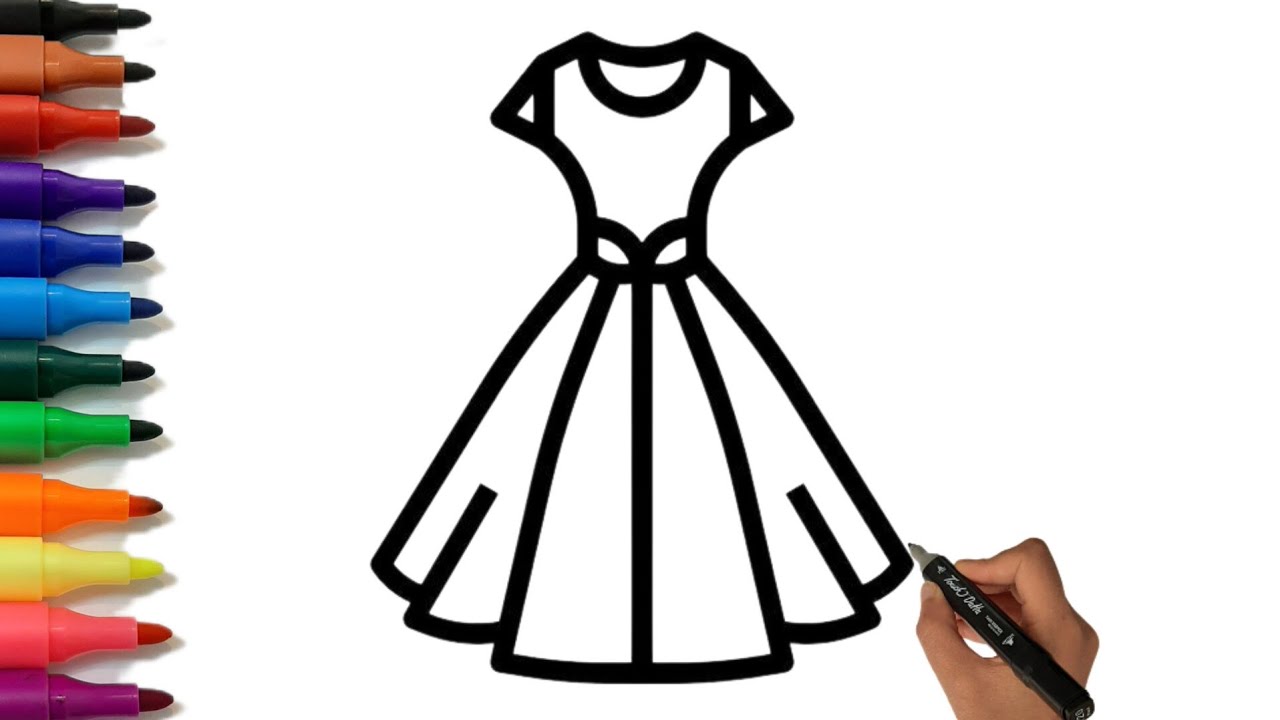 Learn how to draw a dress easy drawing for kids and toddlers. - YouTube