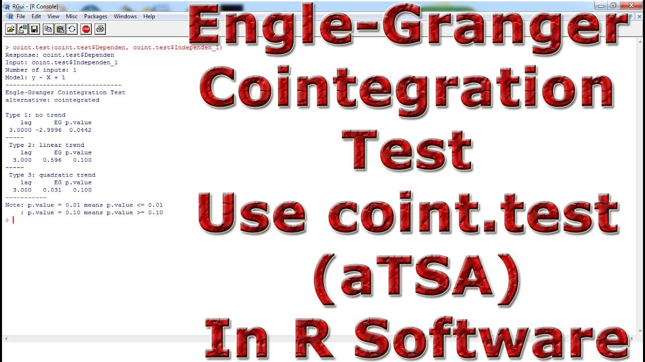 Engle-Granger Cointegration Test Use coint.test (aTSA) With (In) R ...