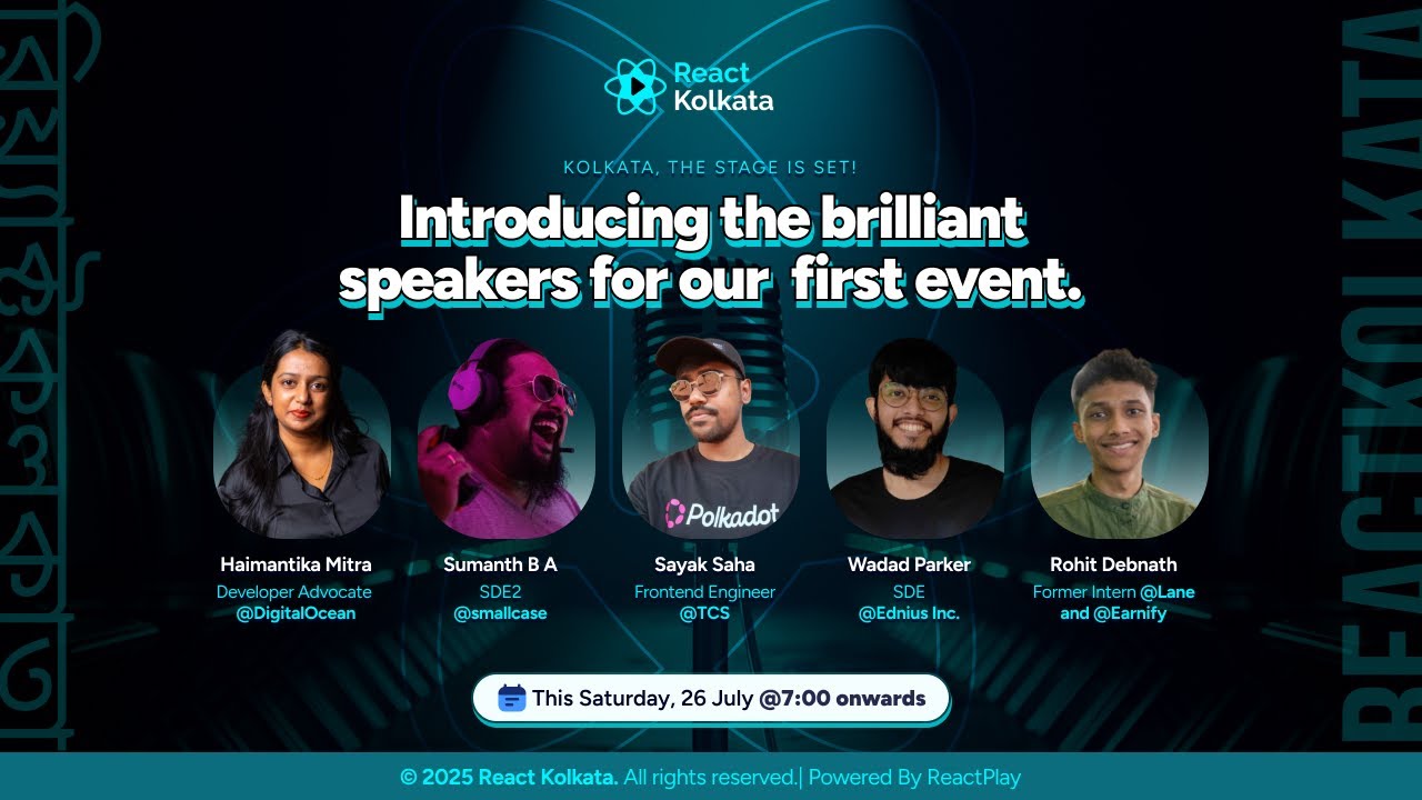 React Kolkata Meetup #1 – Talks, Community Vibes, Quizzes, & LIVE Q&A | July 26, 2025 - YouTube