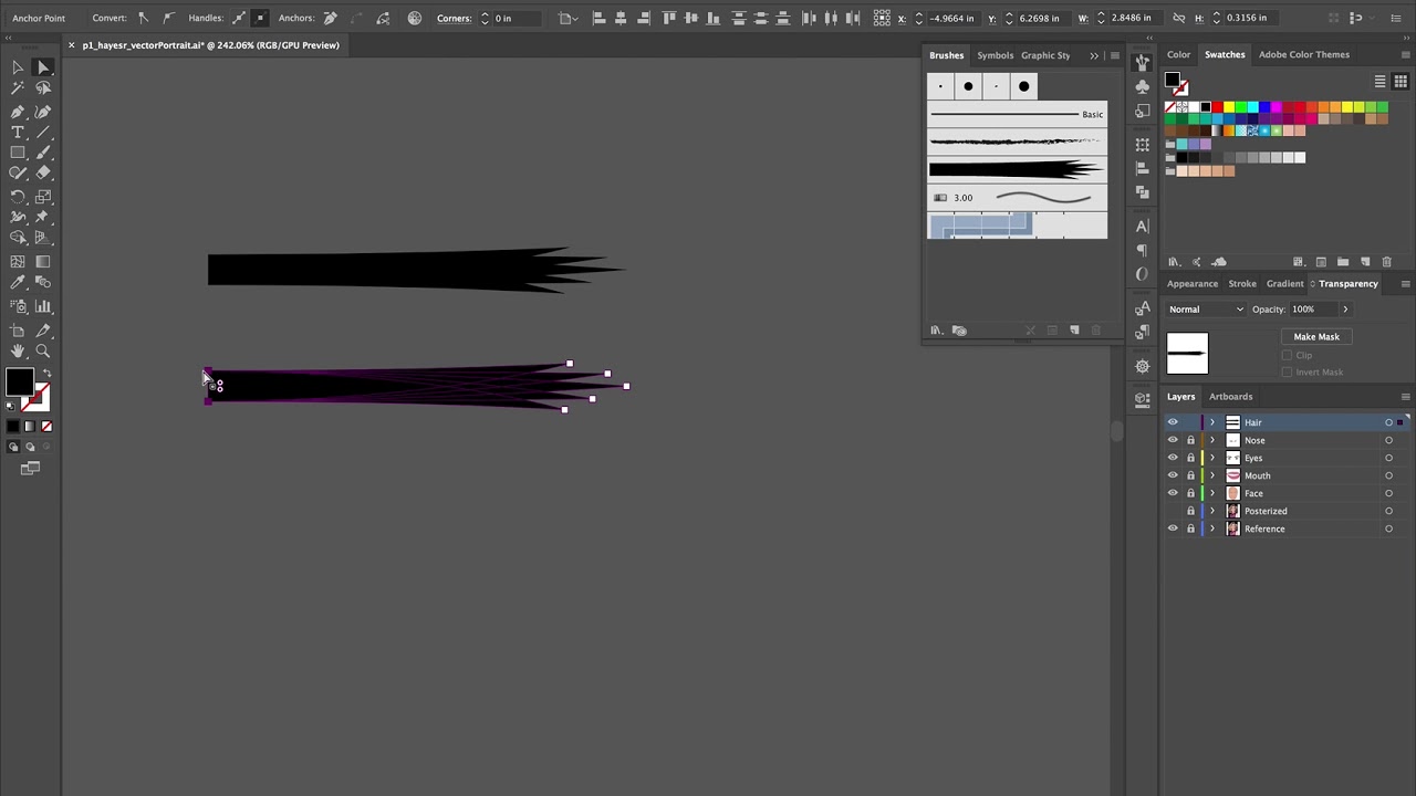 Illustrator CC | Vector Portrait | 07 Custom Hair Brushes - YouTube