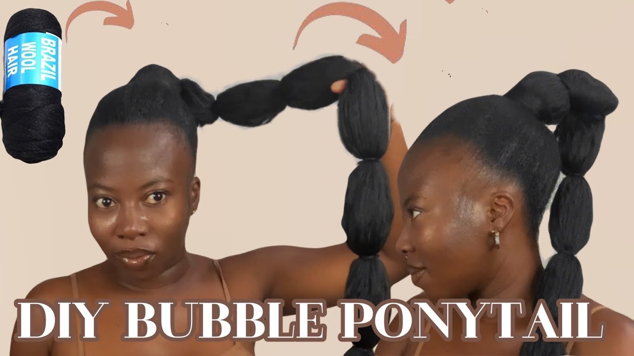 OMG 😱DIY BUBBLE PONYTAIL USING BRAZILIAN WOOL - YouTube