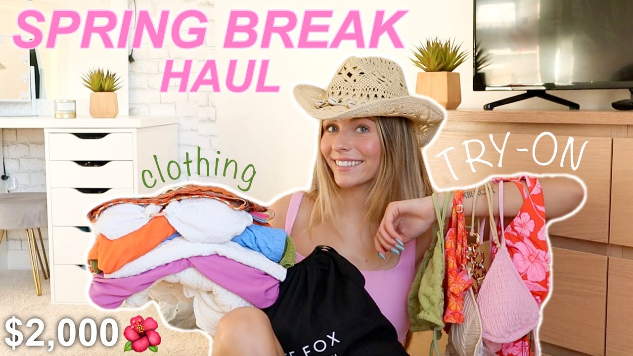 HUGE SPRING BREAK TRY ON CLOTHING + BIKINI HAUL | white fox, princess ...