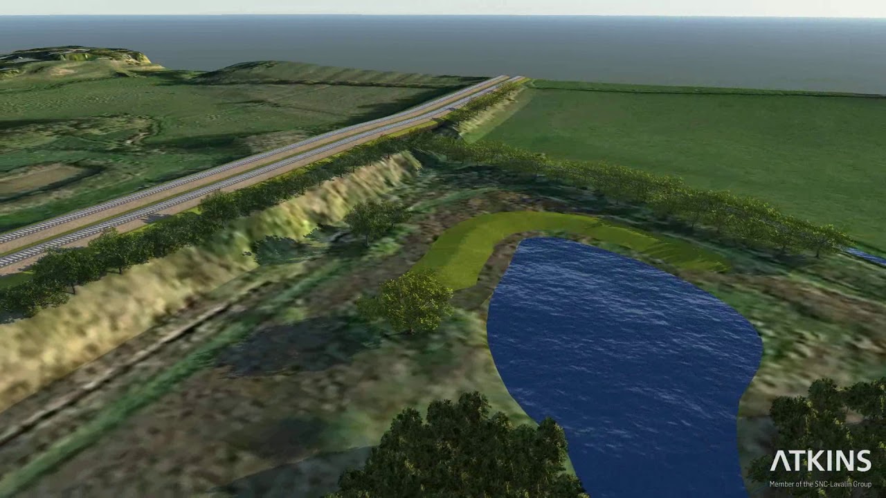 Flyover of an NFM storage bund and pond - YouTube