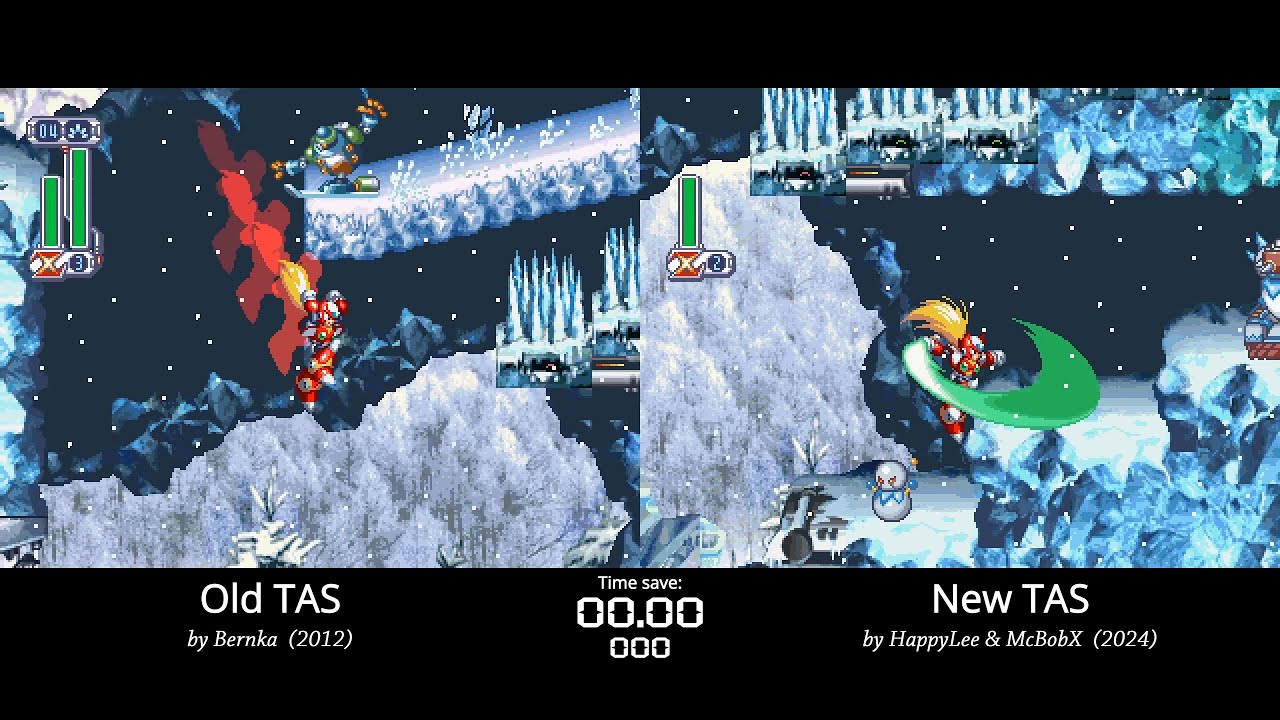 [TAS Comparison] Mega Man X4 "Zero" Frost Walrus Area 1 - YouTube