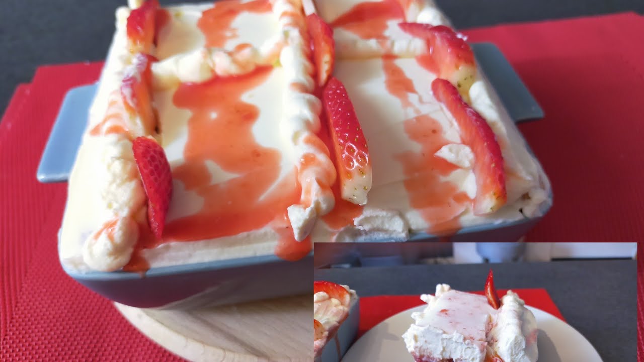 homemade strawberry cold cake - YouTube