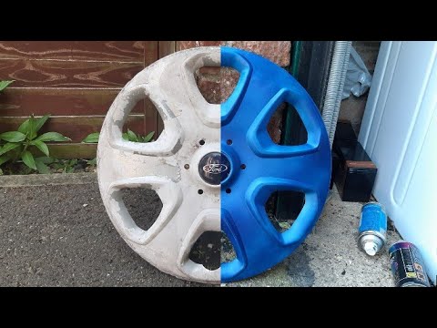 spray painting a ford ka hubcap - YouTube