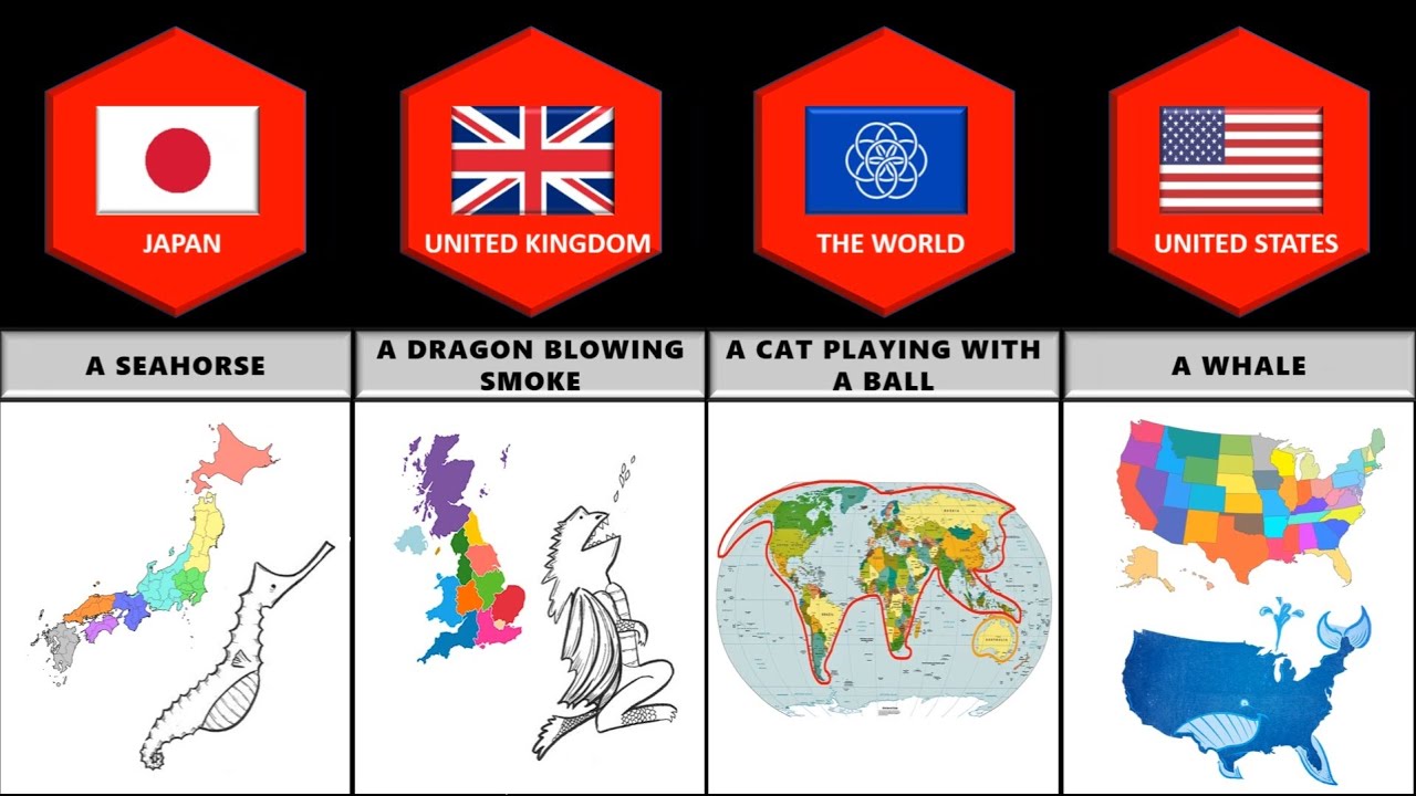 Country Map That Looks Like Things And Animals From Different Country Map That Looks Like Things And Animals From Different