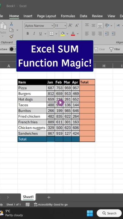 Excel Magic Use SUM Function Without Typing_Easy Keyboard Shortcut! #excel - YouTube