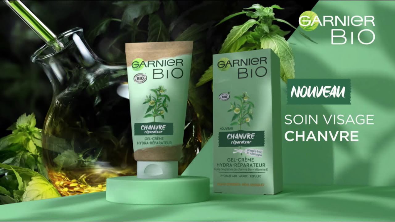 Soin visage chanvre Garnier Bio "par Garnier naturellement" Pub 20s ...