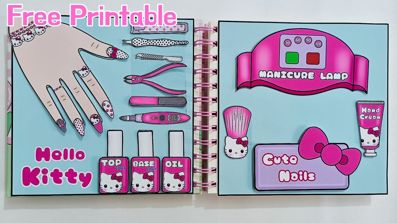 Paper Diy Printable Project Hello kitty Nail salon kit for girls (FREE ...