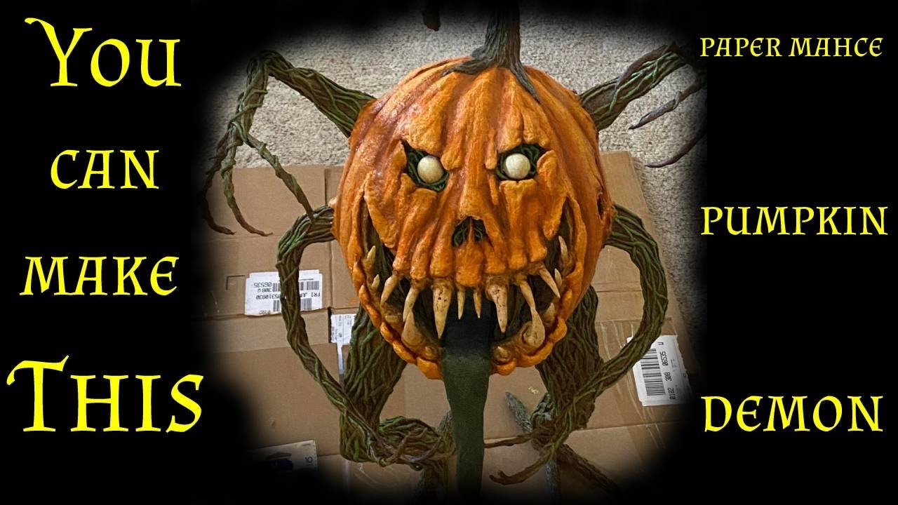 Pumpkin Demon made from paper mache. - YouTube