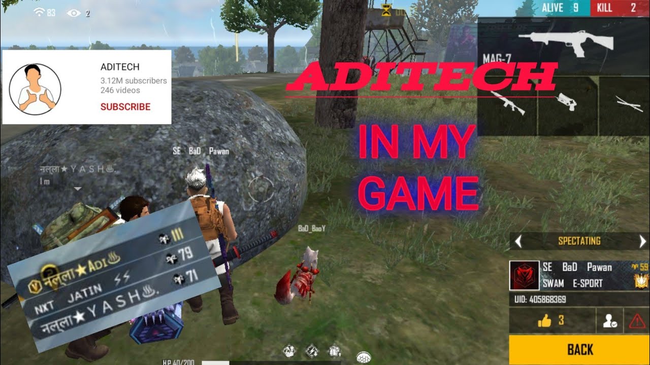 Aditech free fire in my mach aditech kill my full squad ranked game ...