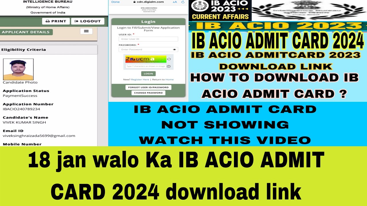 18th jan walo Ka IB ACIO ADMIT CARD OUT | ib acio admit card 2024 ...
