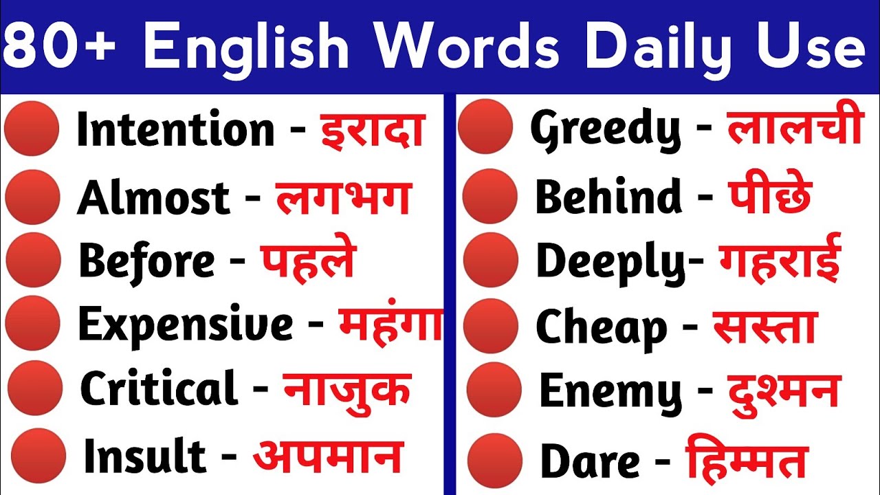 Daily Use Basic Word Meaning ।।80+Important Word Meaning ।। Vocabulary ...