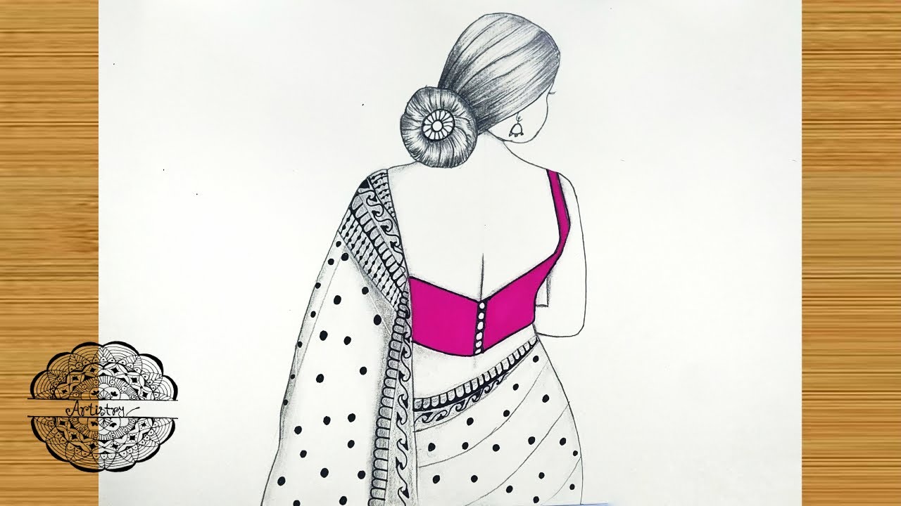 How to Draw a Traditional Girl with saree - Step by step || Easy girl ...