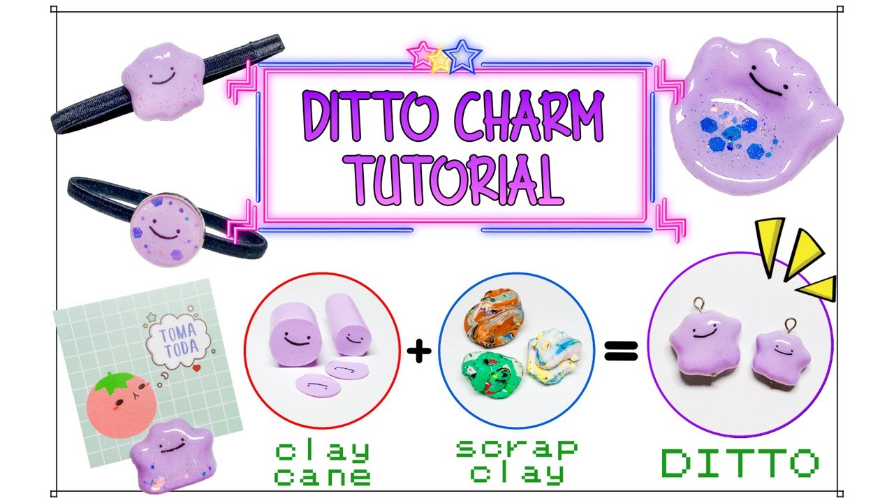 TUTORIAL: Ditto Cane + Scrap Clay = Ditto Charm - YouTube