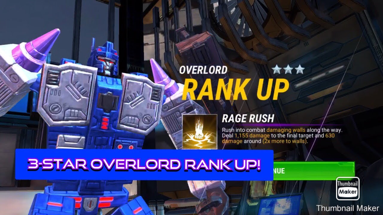 Transformers Earth Wars: 3-star Overlord rank up and gameplay - YouTube