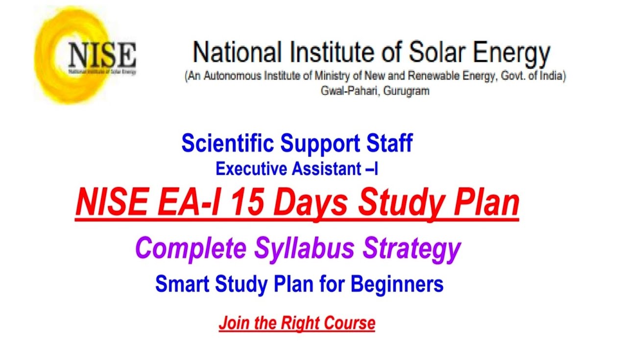 NISE EA-I 15 Days Study Plan | Complete Syllabus Strategy || Join the ...