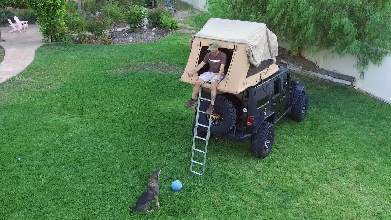 Jeep Wrangler with ARB Roof Top Tent and AEV Rack Mount Combo Plus How ...