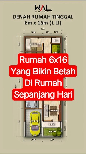 Denah Rumah 6x16 | Alternatif 3 #shorts - YouTube