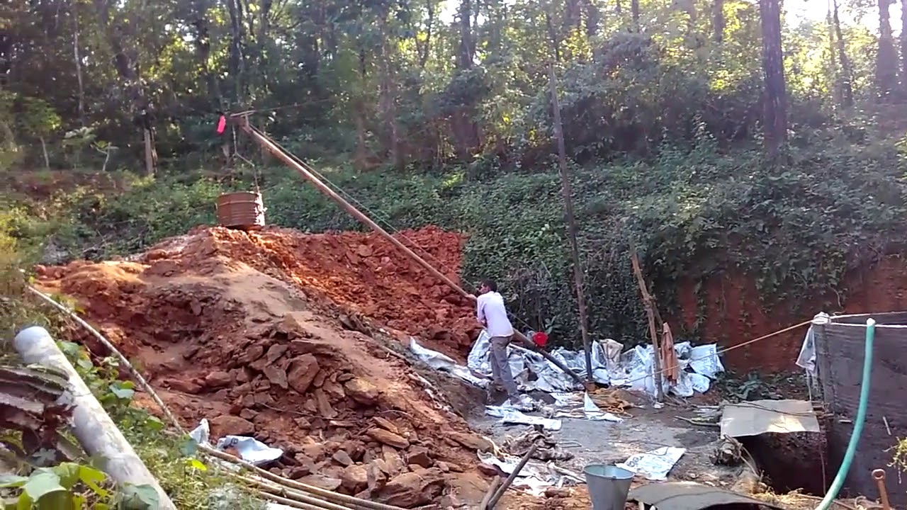 Open Well digging using AC Motor Winch - YouTube