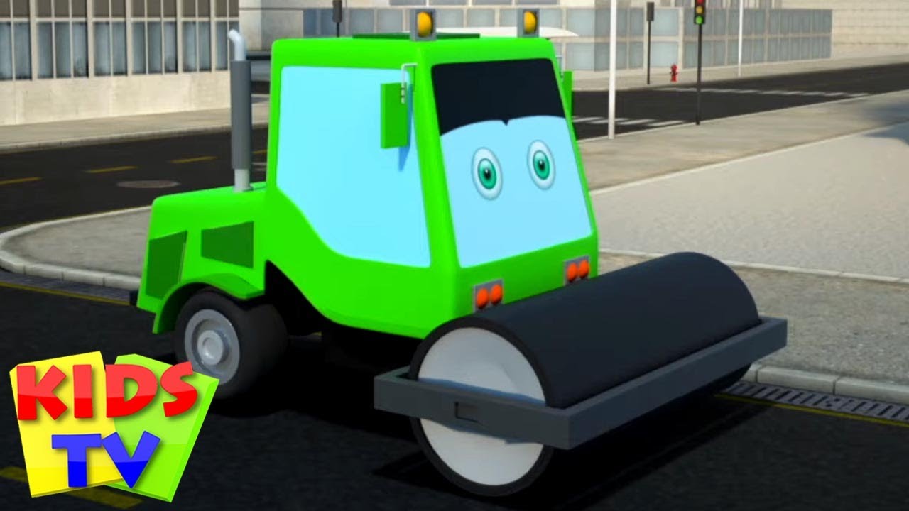 Yol silindiri çocuklar için Araç 3D Animasyon Videosu - YouTube